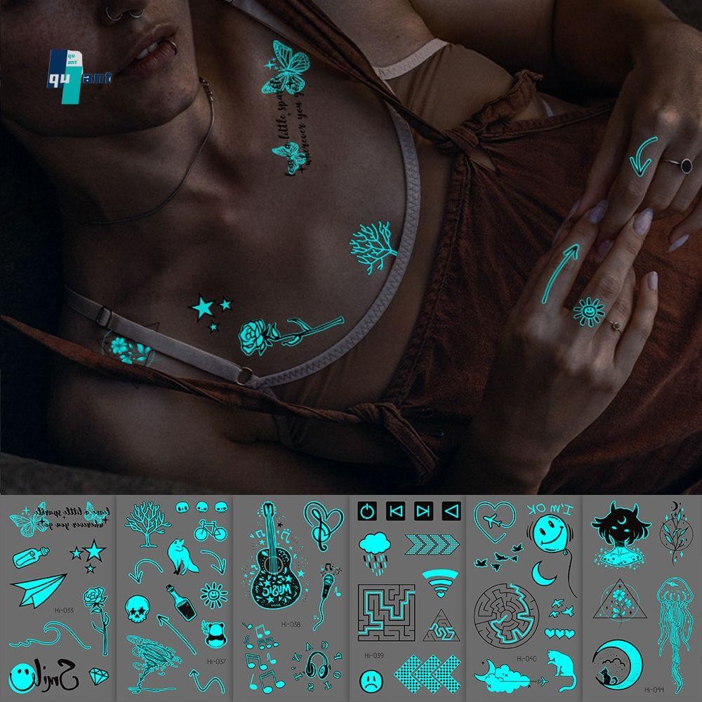 Quantumsky สติ๊กเกอร์รอยสักเรืองแสงปาร์ตี้ผีเสื้องูกุหลาบสักปลอม | Shopee Thailand