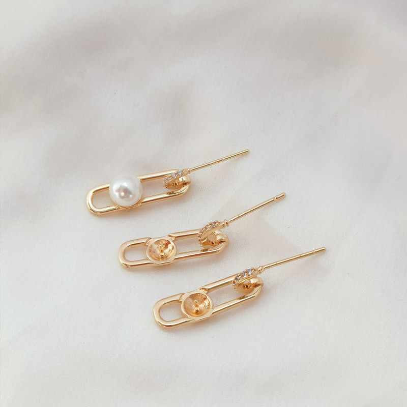 ต่างหู 14K คลิปหนีบกระดาษครึ่งรู S925 ต่างหูเงินต่างหู DIY | Shopee Thailand