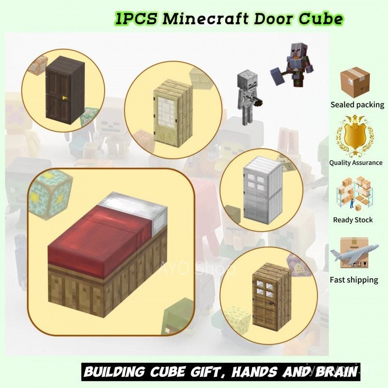 1pcs Minecraft My World Magnetic CubeDoor และเตียงบล็อกตัวต่อ DIY ...