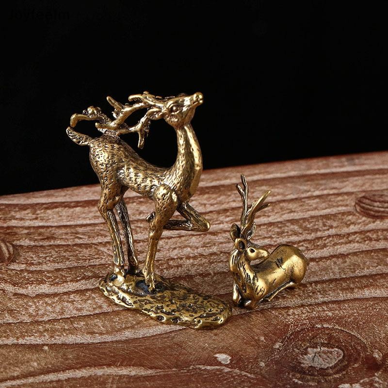 Yfe 1PC Retro ทองเหลือง Elk Miniature Figurine Mini Deer รูปปั้น ...