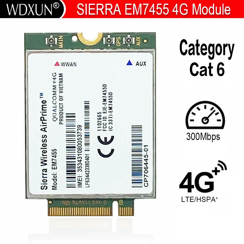 Sierra Wireless EM7455 FDD/TDD LTE Cat6 รุ่นมาตรฐาน NGFF/M.2 4G โมดูล ...