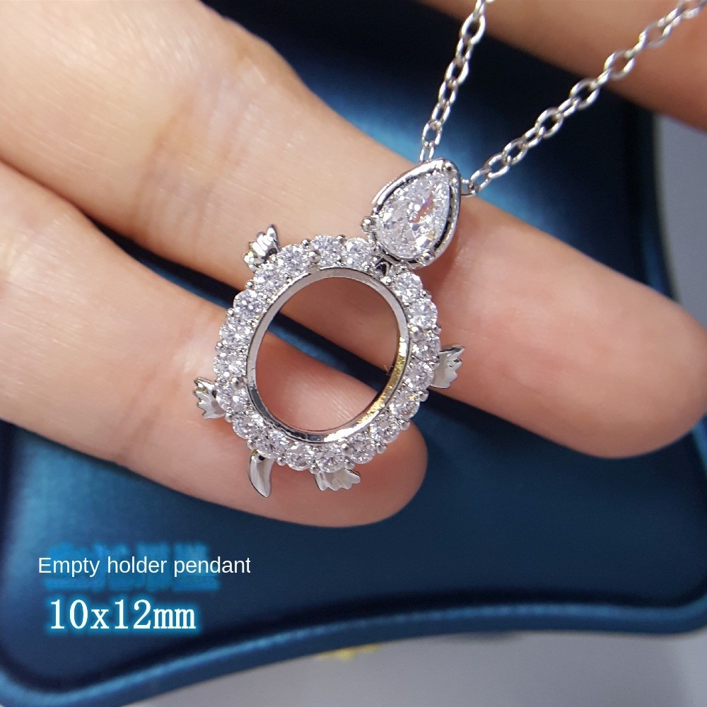 จี ้ ที ่ ว ่ างเปล ่ า | S925 เงินไข ่ ก ๋ วยเตี ๋ ยว 10x12 มม.เพชรฝังไมโครสร ้ อยคอจี ้ All ...