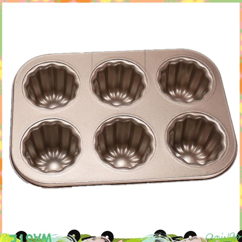 6-cavity Canele แม่พิมพ์เค้ก, Non-Stick Canele Baking Pan สําหรับเตาอบ ...