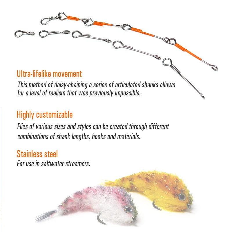 สแตนเลส Articulated Fish Spine Tail Shank น้ําเค็ม Cod Streamer Fly ...