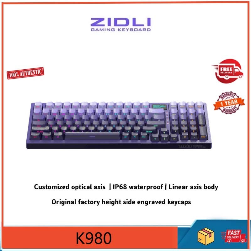 Zidli K980 คีย์บอร์ดเชิงกลสําหรับเล่นเกม,แบบมีสาย,Muyun Purple 98 คีย์แกนแสงอีสปอร์ตเกมคีย์บอร์ด ...