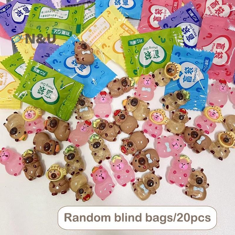 N&u 20 ชิ้น Capybara สุ่มแพ็คสัตว์รุ่น Mini Kapibare Action Figures ตุ๊กตาตกแต่งบ้านเด็กของขวัญ ...