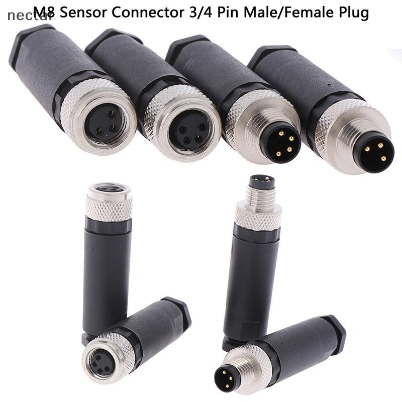 Tar 1 PC M8 Sensor Connector 3/4 Pin ปลั๊กมุมตรงชาย/หญิง N | Shopee ...