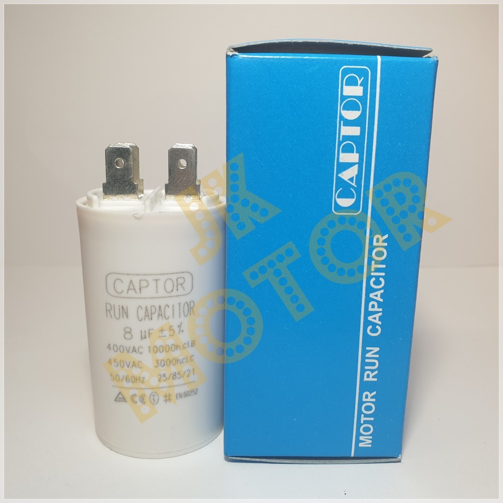 แคปรัน คาปาซิเตอร์รัน Run Capacitor CAPTOR ขนาด 3uF 4uF 5uF 6.3uF 8uF 10uF 450V ตัวกลม หัวเสียบ ...