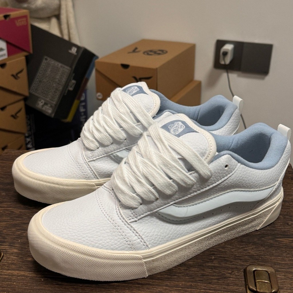 Vans Knu-Skool Ice Leather White Blue Low-Top รองเท ้ าผ ้ าใบลําลอง ...