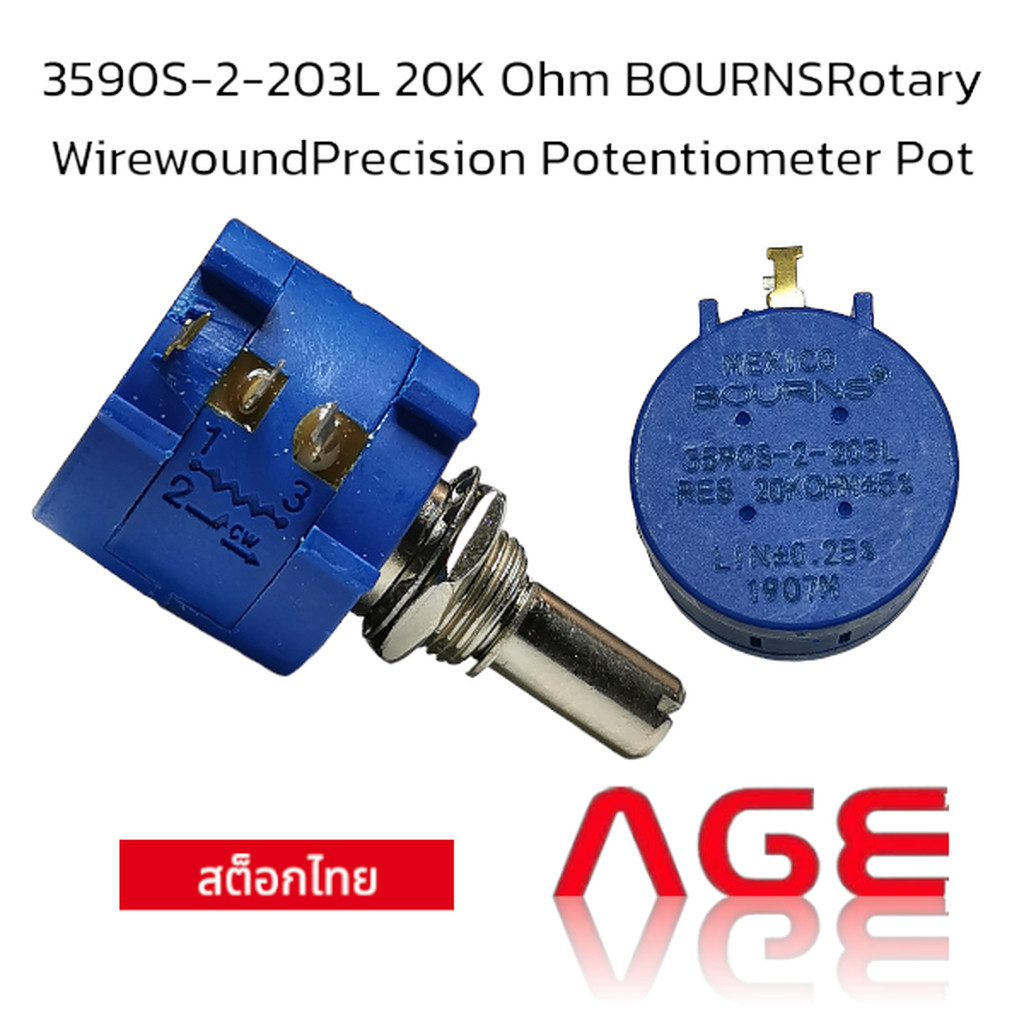 3590S-2-203L 20K Ohm BOURNS Rotary Wirewound Precision Potentiometer ...