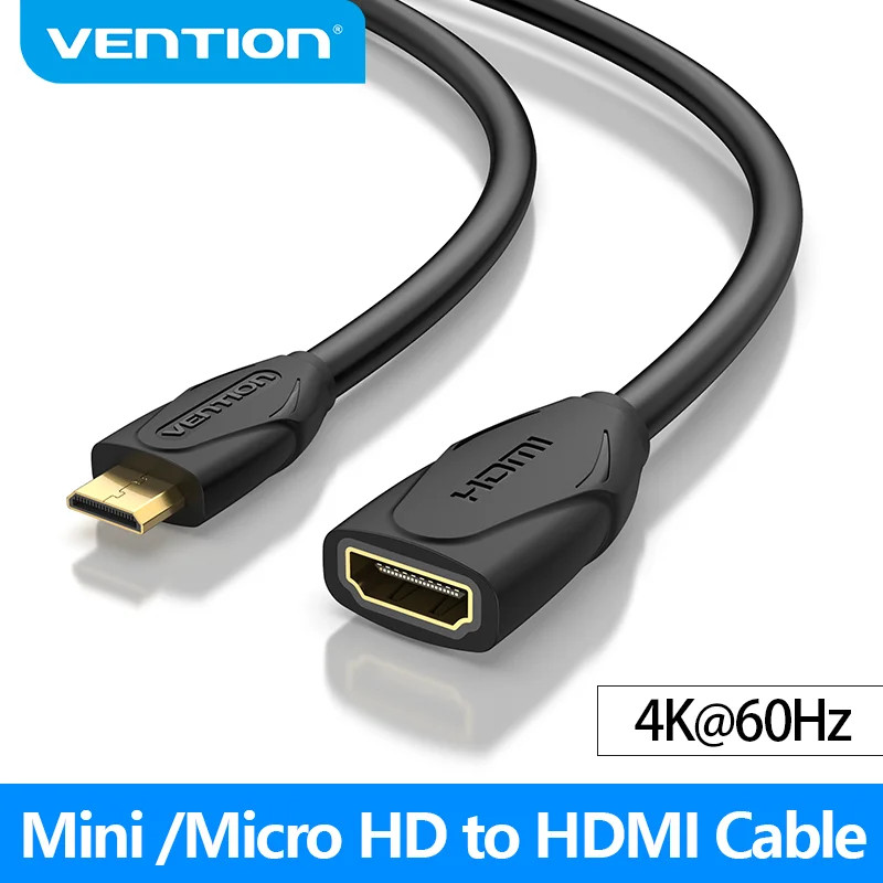 Vention สายต่อ HDMI 4K/60Hz Mini HDMI Male to Female Cable Converter Extender สําหรับกล้องแท็บเล ...