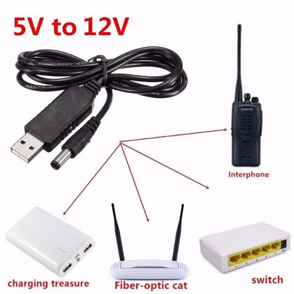 DC 5V to 12V USB Step-up Cable USB to DC WiFi to Powerbank สาย 5.5*2.1 ...