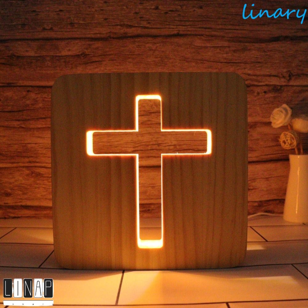 Culinaryhv LED ไม้ cross Night Light, 3D USB Christianity Crucifix งาน ...
