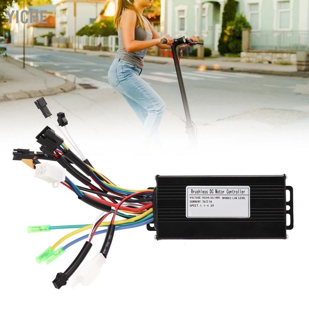 YiChe ไฟฟ้าจักรยานControllerมอเตอร์แบบไม่มีแปรง 24V 36V 48V 500W 750W 3 ...