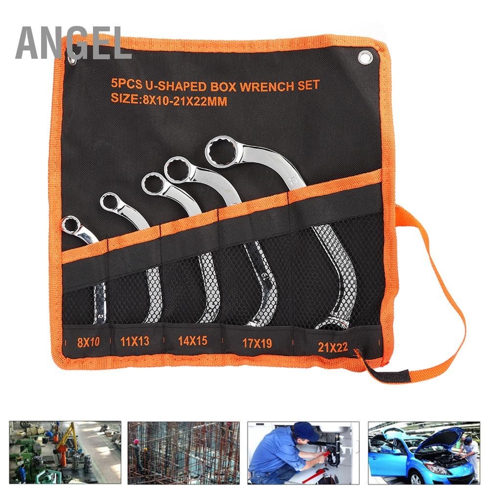 ANGEL 5 ชิ้น/เซ็ต Double End ประแจมัลติฟังก์ชั่น 45 # เหล็ก Dodecagon ...