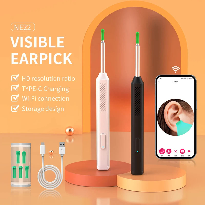 Wireless Visual Ear Wax Removal Smart Visual Ear Cleaner พร้อมกล้อง Endoscope 1296P Luminous ...