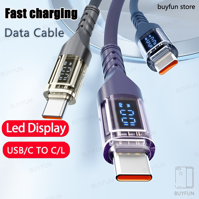 Digital Display Cable Fast Charging Data Cable USB to Type C/L c-L C-C ...