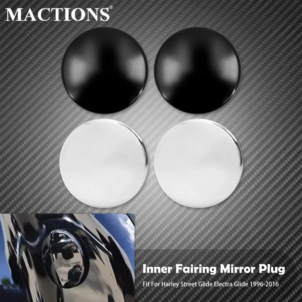 BAMotorcycle Black/Chrome Inner Fairing Mirror Plugs For Harley Touring ...