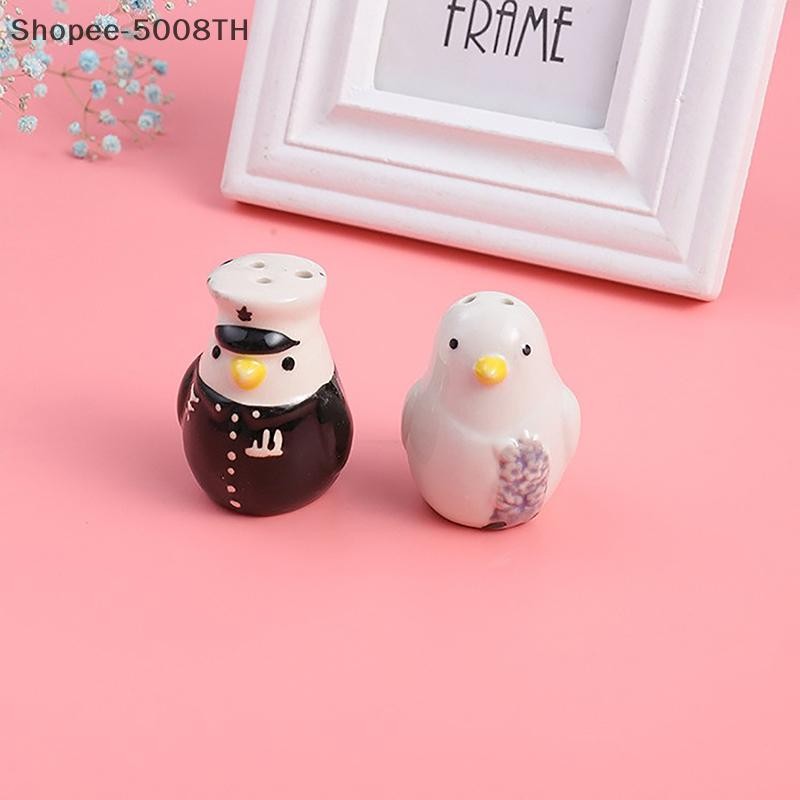JIA 2 ชิ้นเซรามิค Penguin เกลือและพริกไทย Shaker การ์ตูนเครื่องเทศ ...