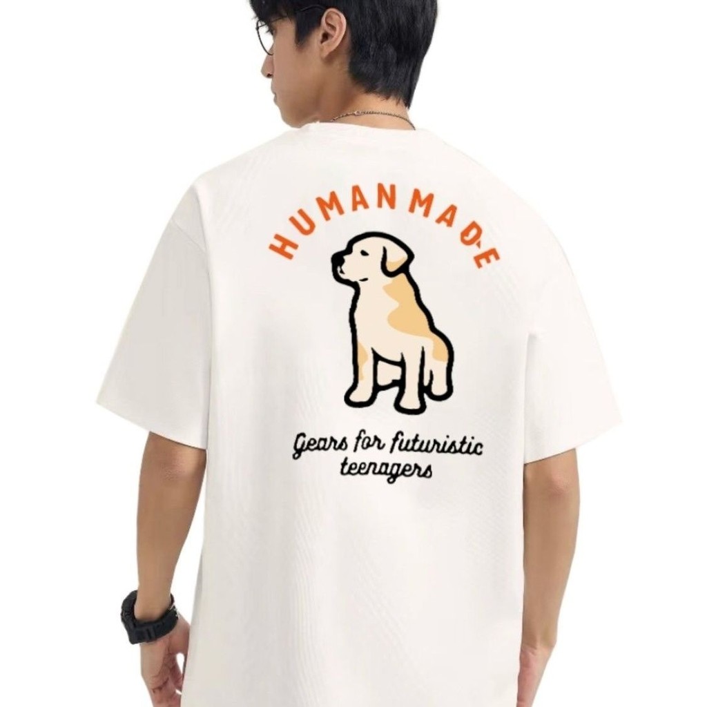 Human Labrador พิมพ์ผ้าฝ้ายแท้หลวมผู้ชายผู้หญิงสไตล์เดียวกันเยาวชนเสื้อ ...