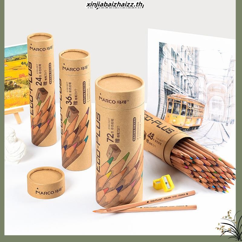 สีไม้พาสเทล สีไม้ Marco Oil ดินสอสีละลายน้ําได้ 24 สี 48 สี 72 สี ชุด ...