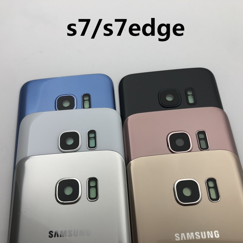 กระจกสําหรับ SAMSUNG Galaxy S7 G930 S7 edge G935 ฝาหลังแบตเตอรี่ประตูด้านหลังกรณีเปลี่ยน + สติก ...