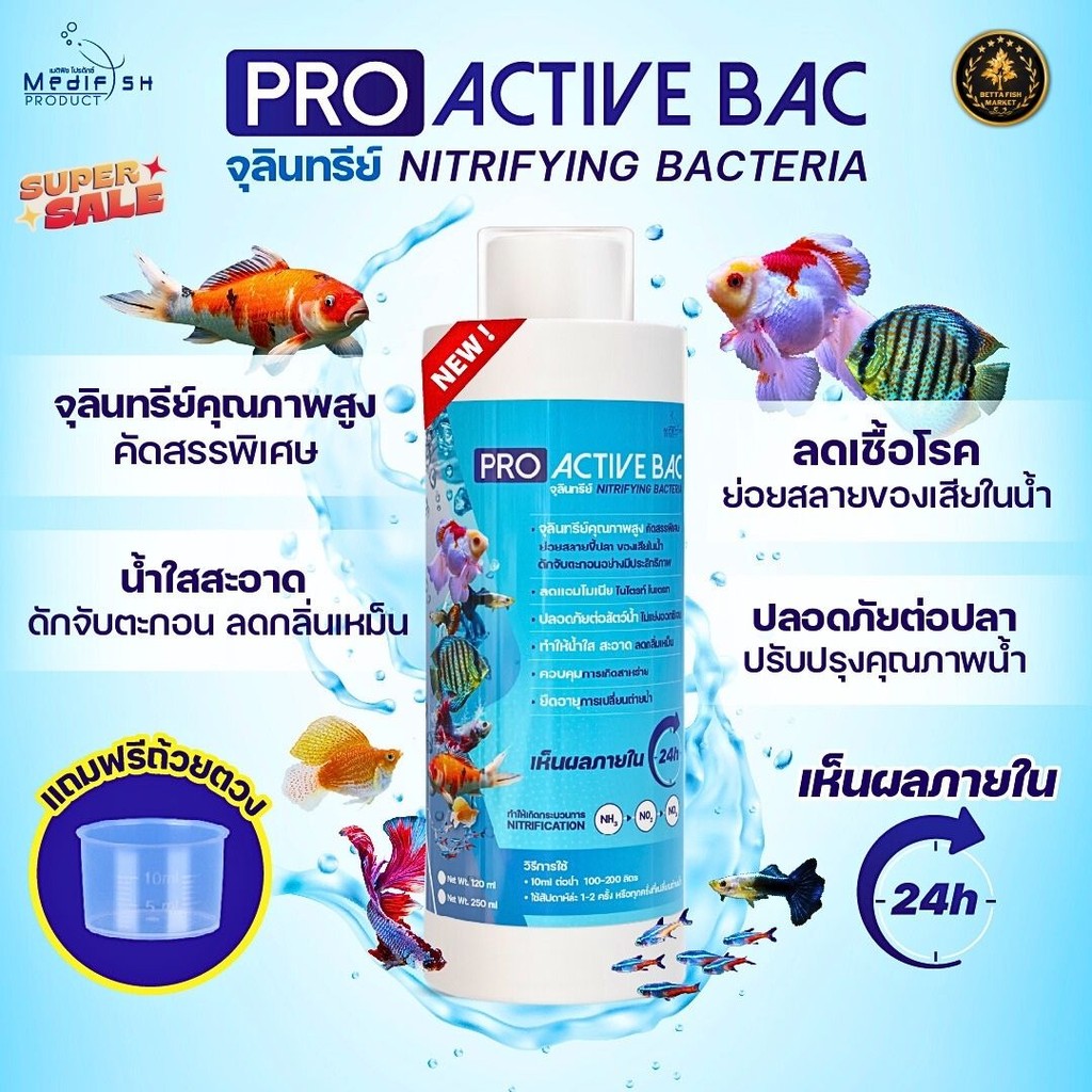 PRO ACTIVE BAC จุลินทรีย์ Nitrifying Bacteria ช่วยให้น้ำใสสะอาด ย่อยสลายของเสีย ลดเชื้อโรคในน้ำ ...