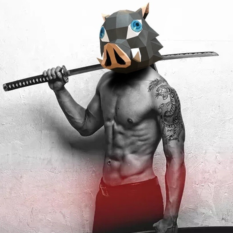 Coli กระดาษสามมิติรุ่น K2 คริสต์มาส Wild Boar หมวกสัตว์กระดาษตลก Full ...