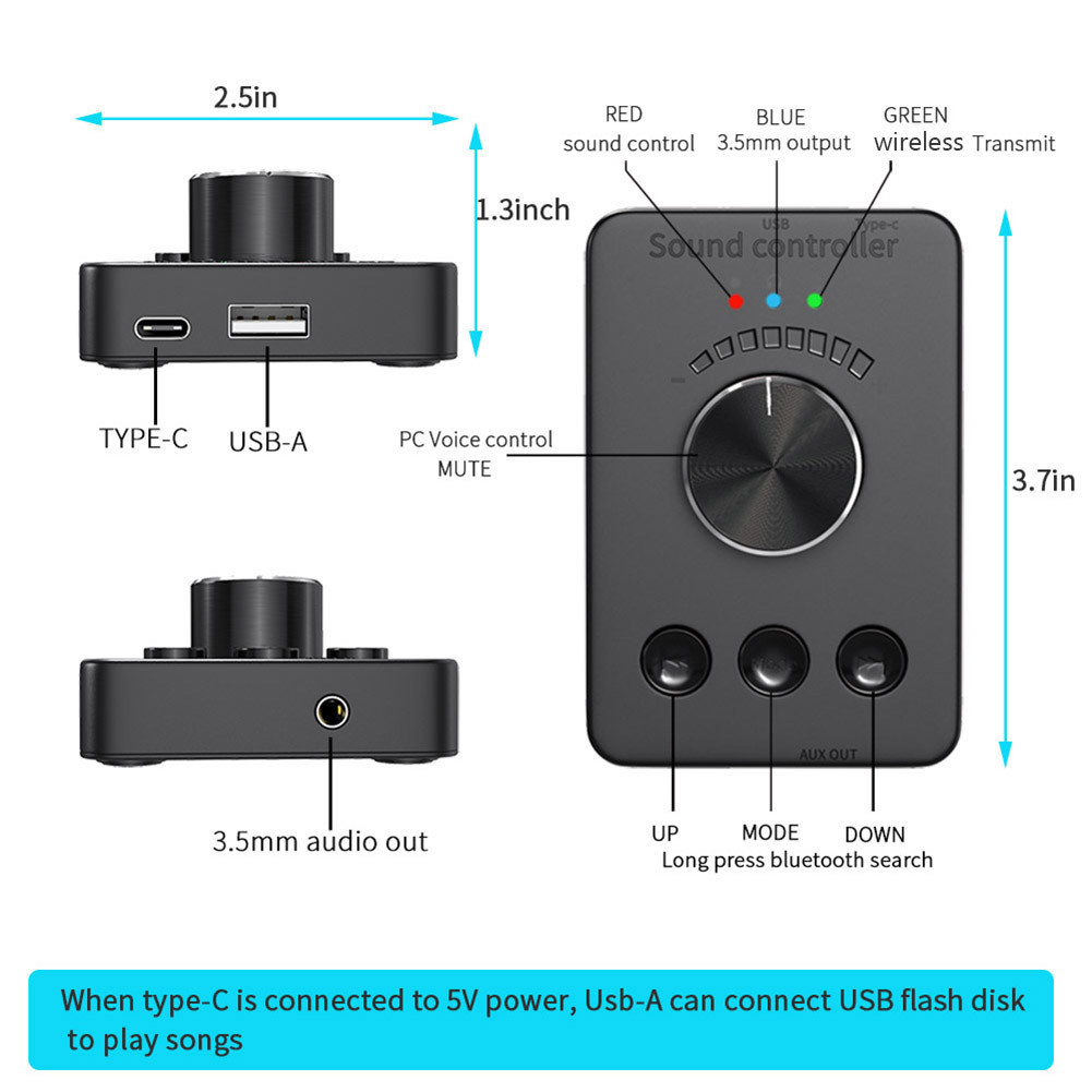 Usb Volume Control Knob Volume Adjustment Knob 3.5mm AUX Bluetooth ...