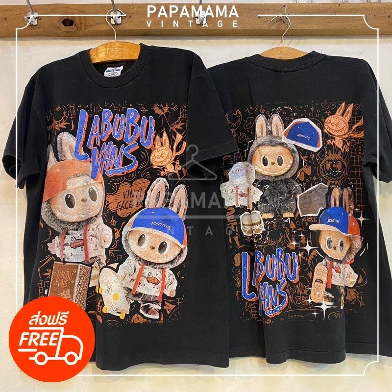 ใหม่ [ LABUBU ] VANS BIO WASHED tag original Bootleg แท้ เสื้อวินเทจ ...