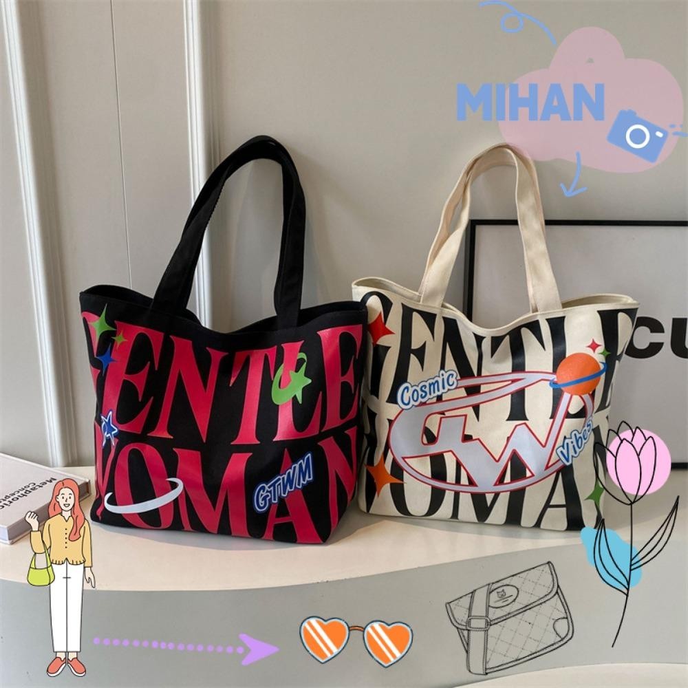 Mh Canvas Tote Bag,ทนทานสไตล ์ ลําลองสุภาพสตรีกระเป ๋ าถือแฟชั ่ นมัลติ ...