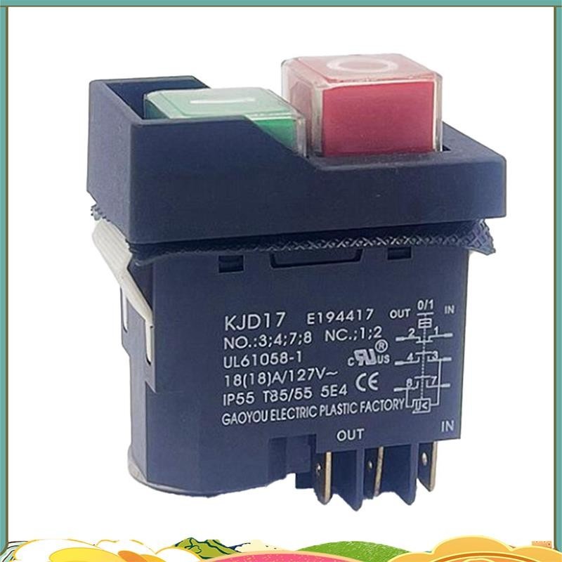 Kjd17 6 Pins แม่เหล็กไฟฟ้าเริ่มปุ่มสวิทช์ 18A AC127V IP55 อุปกรณ์กัน ...