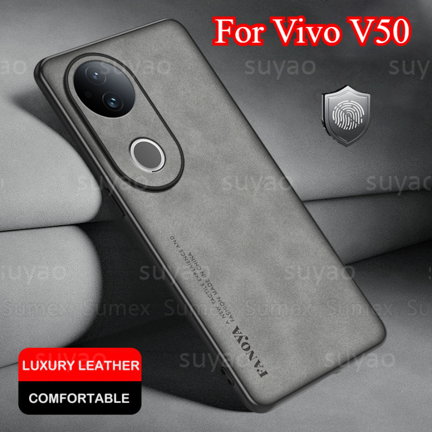 สําหรับ Vivo V50 5G V2427 2025 Lambskin หนัง Soft TPU ซิลิโคนโทรศัพท์ฝาหลังกล้องกันกระแทก ...