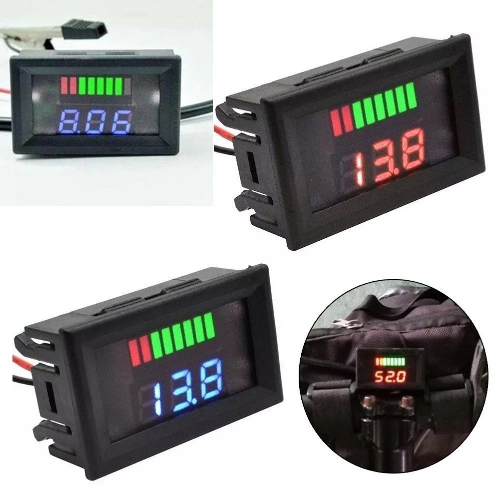 แถบระดับไฟ ความจุแบตเตอรี่ เครื่องวัดแรงดันไฟฟ้า Battery Capacity Level Indicator Voltmeter LED ...