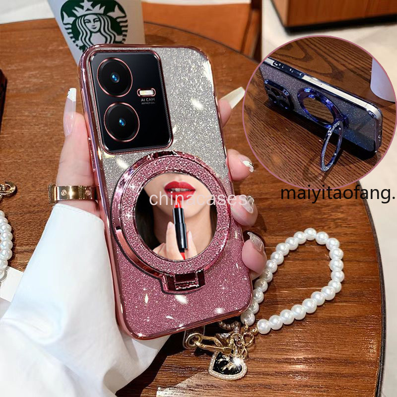 สําหรับvivo Y22 5G 2022 VIVO Y22S 5Gหรูหราวงเล็บแม่เหล็กTPUแฟลชSoft ...