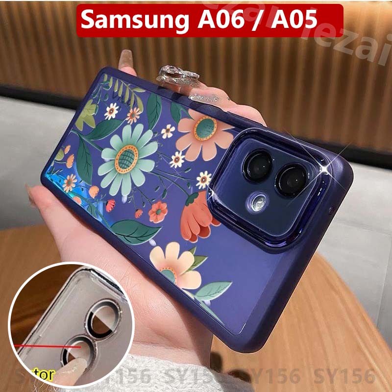 เคสสําหรับปลอก Samsung A06 A05 A 06 A0 6 เคสโทรศัพท์พร้อมฟิล์มกันรอยเลนส์ใสกันกระแทกหรูหราออกแบบ ...
