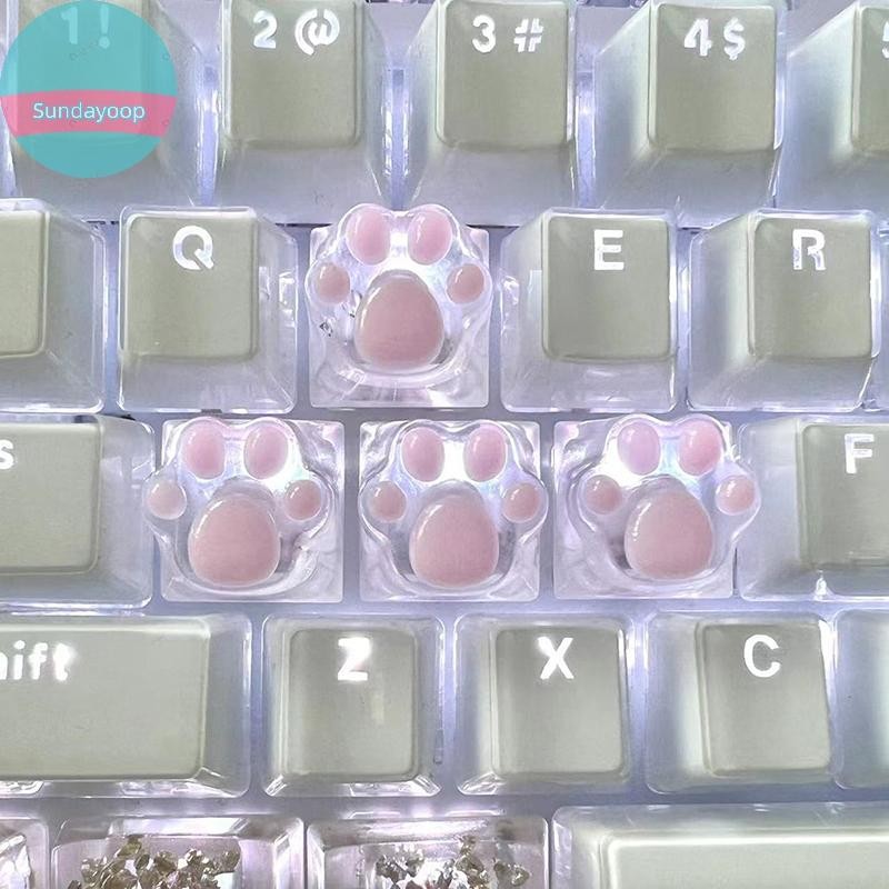 Sund คีย์บอร์ดเรซิ่น Keycap Cat Paws Pad Clear Backlit RGB WASD Arrow ...