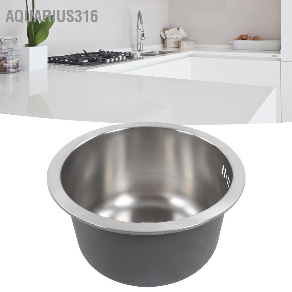 Aquarius316 Mini Round Kitchen Sink Stainless Steel Bar Basin with ...
