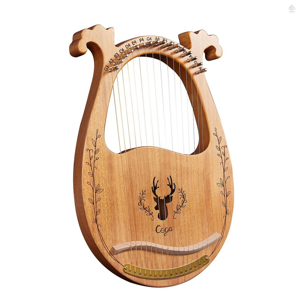 C Key 16-String ไม้ Lyre Harp Resonance กล่อง String Instrument พร้อม ...