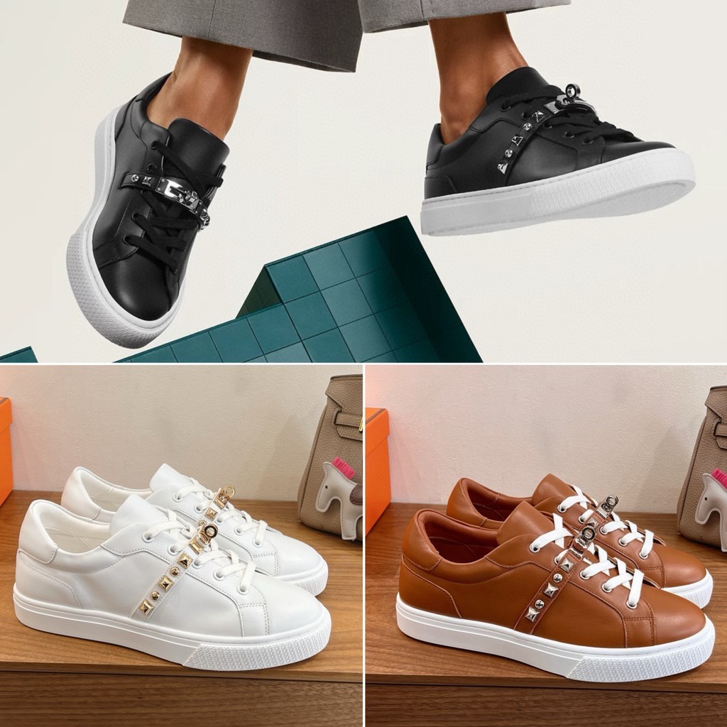 Pre order ราคา3600 Herm*s หนังแท้ ตัวล็อก Kelly รุ่นใส่ได้ทั้งชายและหญิง รองเท้ากีฬา Sneakers ...