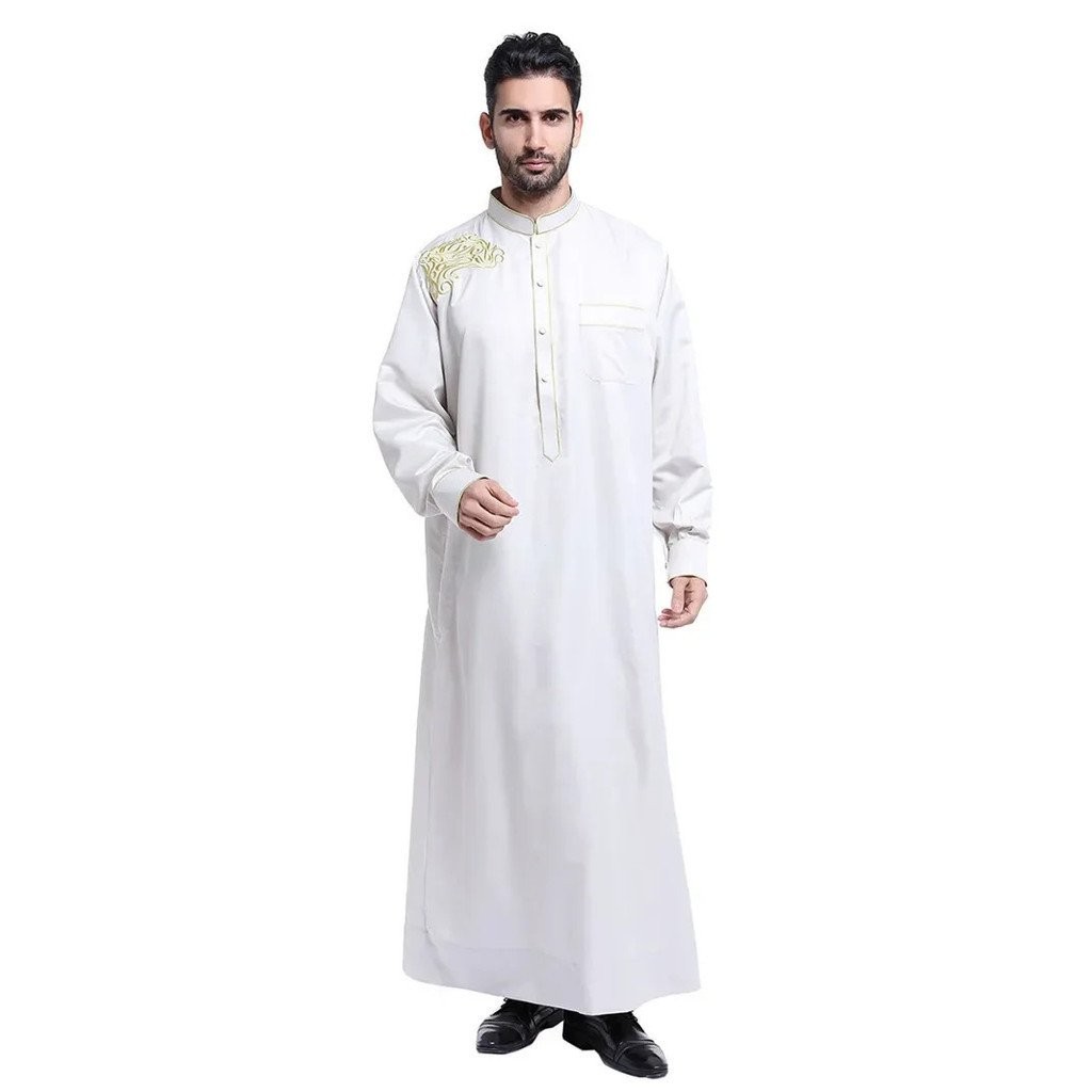 ใหม่ล่าสุดสไตล์ผู้ชายมุสลิมแบบดั้งเดิม Robe jubba thobe เสื้อผ้าอิสลาม ...
