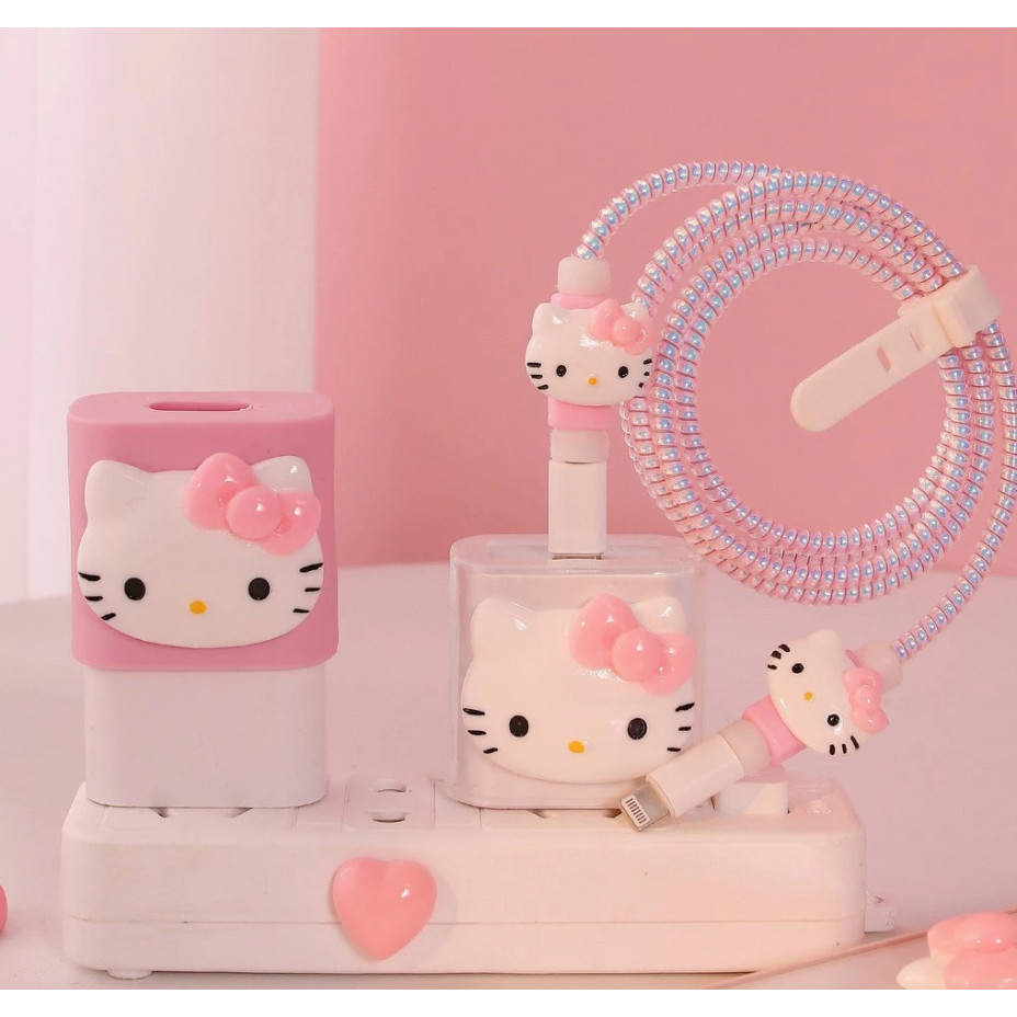 ใหม่ DIY Hello Kitty Charger Data Cable Case Protector และ Winding Kit ...