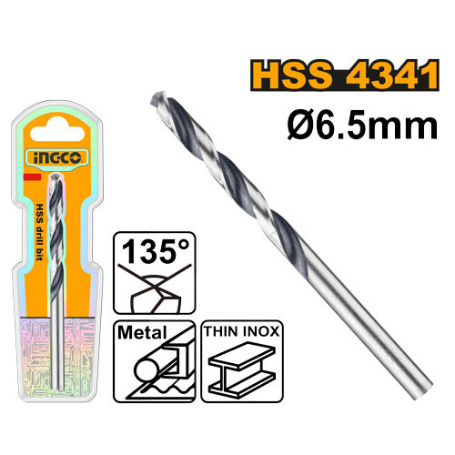 INGCO ดอกสว่านเจาะเหล็ก HSS 4341 ( 6.5 มม. ) แพ็คละ 1 ชิ้น ( 4341 HSS ...
