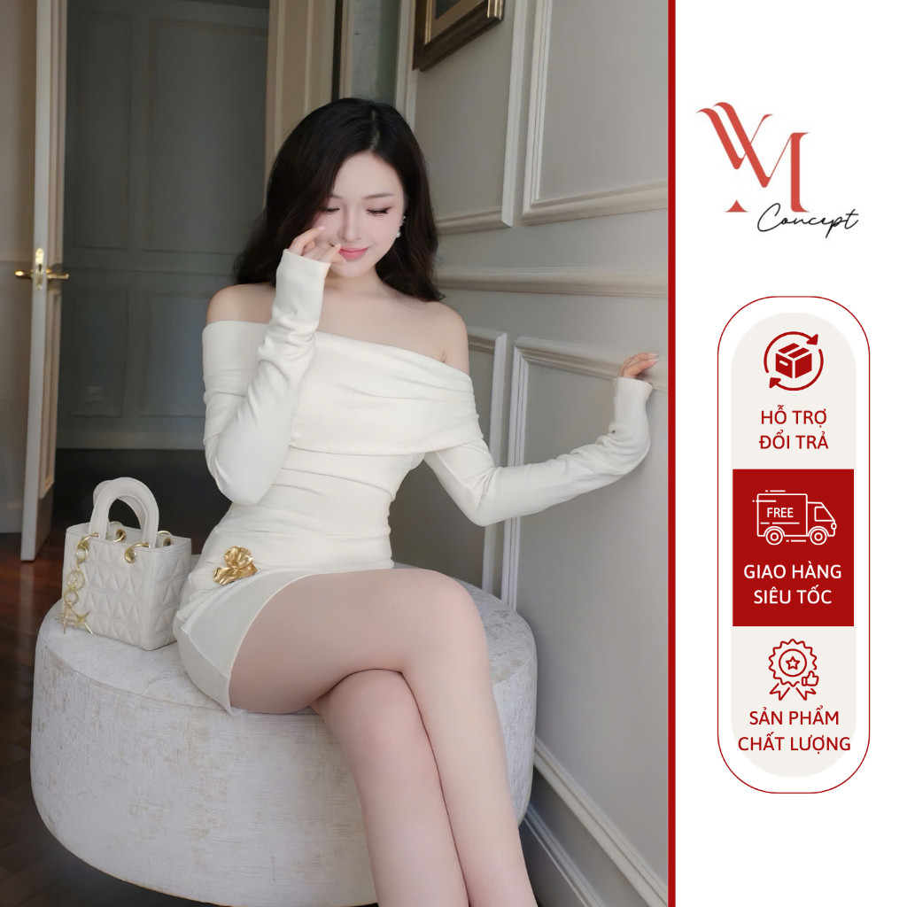 Tm Concept แขนยาว Bodycon ชุดหน้าอก Applique - 2 สีสีขาว/สีดํา - ทุกขนาด S/M/L D1086 | Shopee ...
