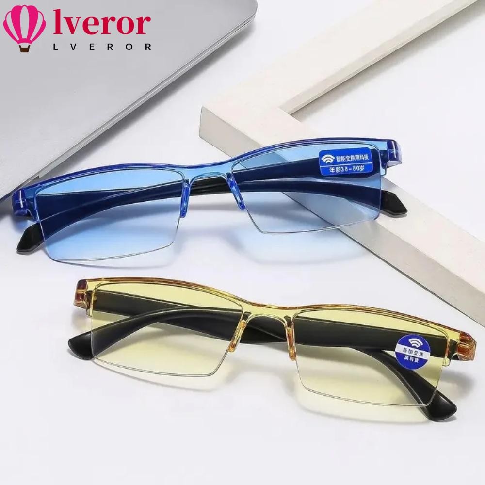 แว่นตาอ่านหนังสือ LVEROR ไร้ขอบ Optical Anti Blue-, Ultralight แว่นตาป้องกันรังสีสมาร์ทซูม ...