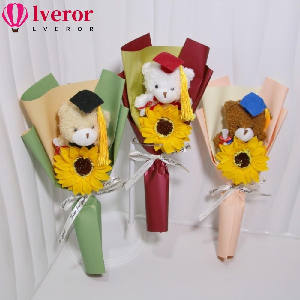 Lveror ช่อดอกไม้สัตว์, ของเล่นตุ๊กตา ของขวัญรับปริญญา ช่อหมี, ดอกทานตะวัน 30 ซม. ช่อดอกไม้ตกแต่ง ...