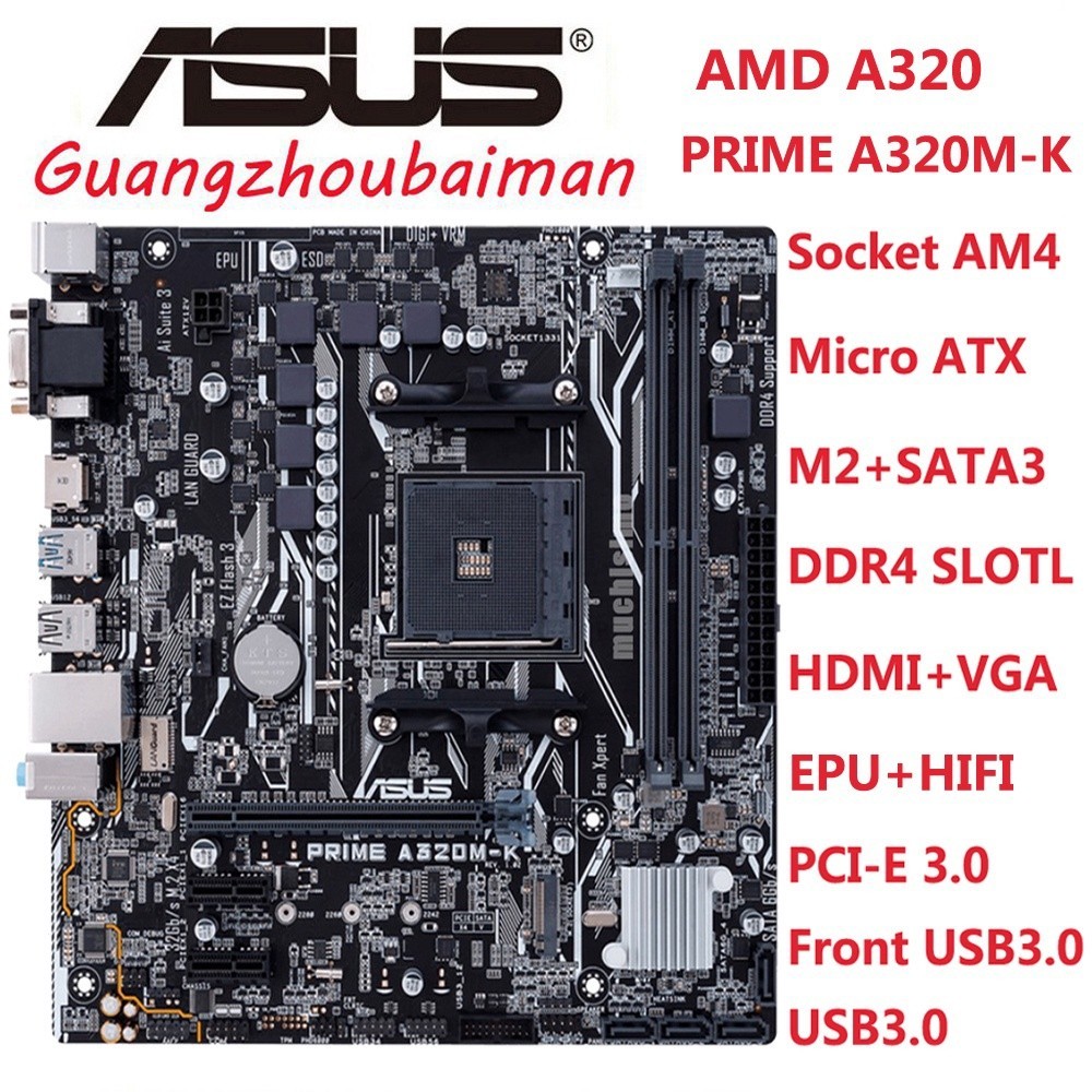 ใช ้ ASUS PRIME A320M-K /A /E / F เมนบอร ์ ด AMD A320 B350 AM4 Ryzen ...