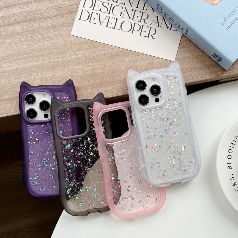 Iphone 15 Pro Max 13 12PRO 11 14 PLUS Cat Head Shape Sequin เคส iPhone ...