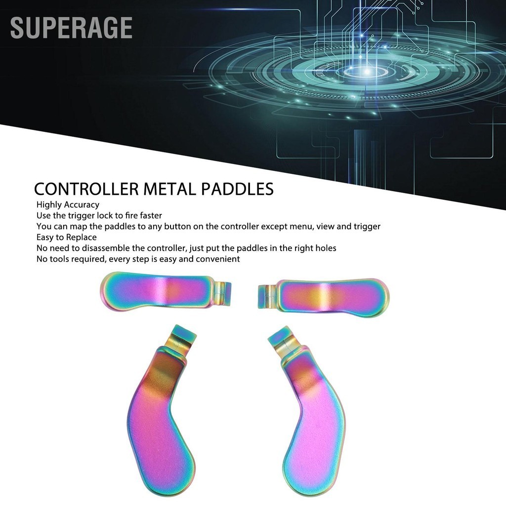 Superage Controller โลหะ Paddles ผมด้านหลังที่มีสีสัน Trigger ล็อคอะไหล่สำหรับ Xbox One Elite ...