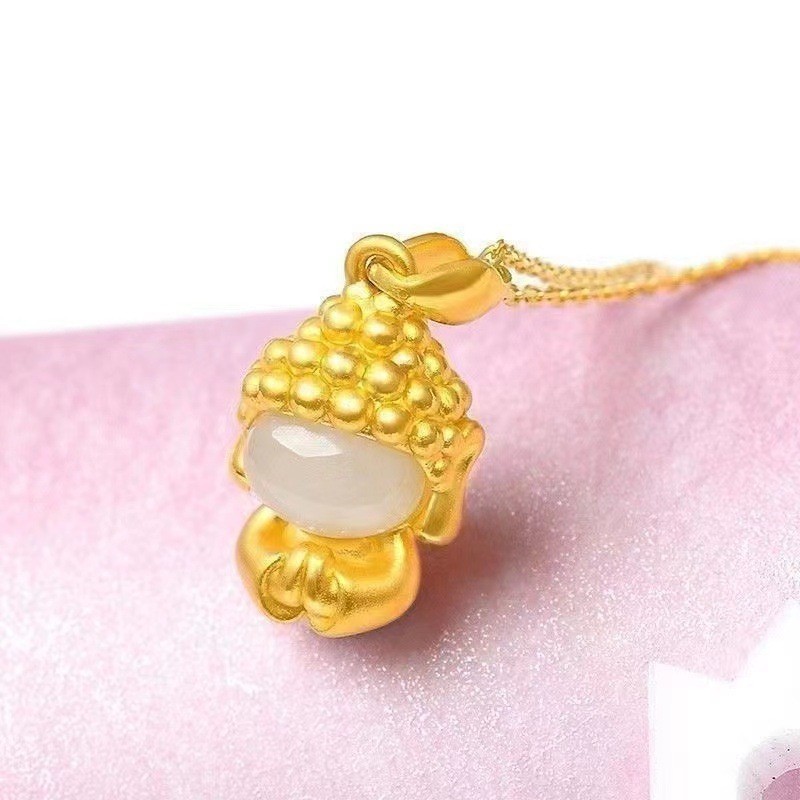 Lucky Heian Jade Faceless Buddha Pendant 916 Plated Gold Pendant ...